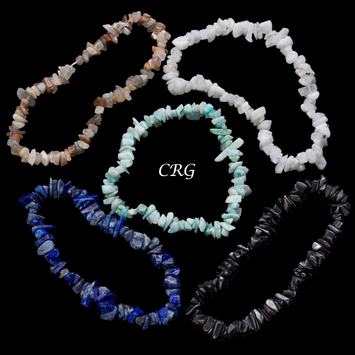 Mixed Gemstone Chip Stretch Bracelets (5 Pieces) | Crystal River Gems