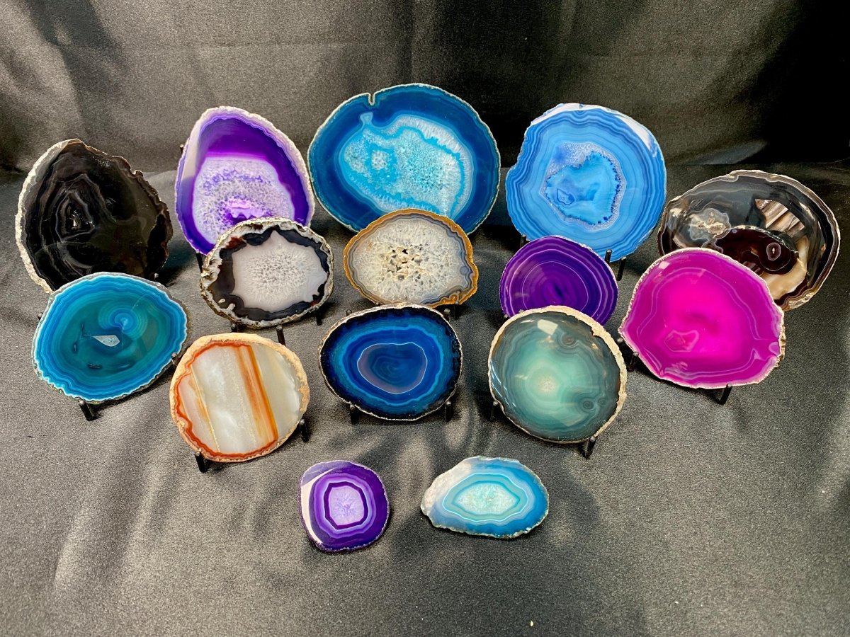 Agate Geode Slice Crystal Bundle Lot (15 Pieces) Bulk Wholesale Gemsto ...