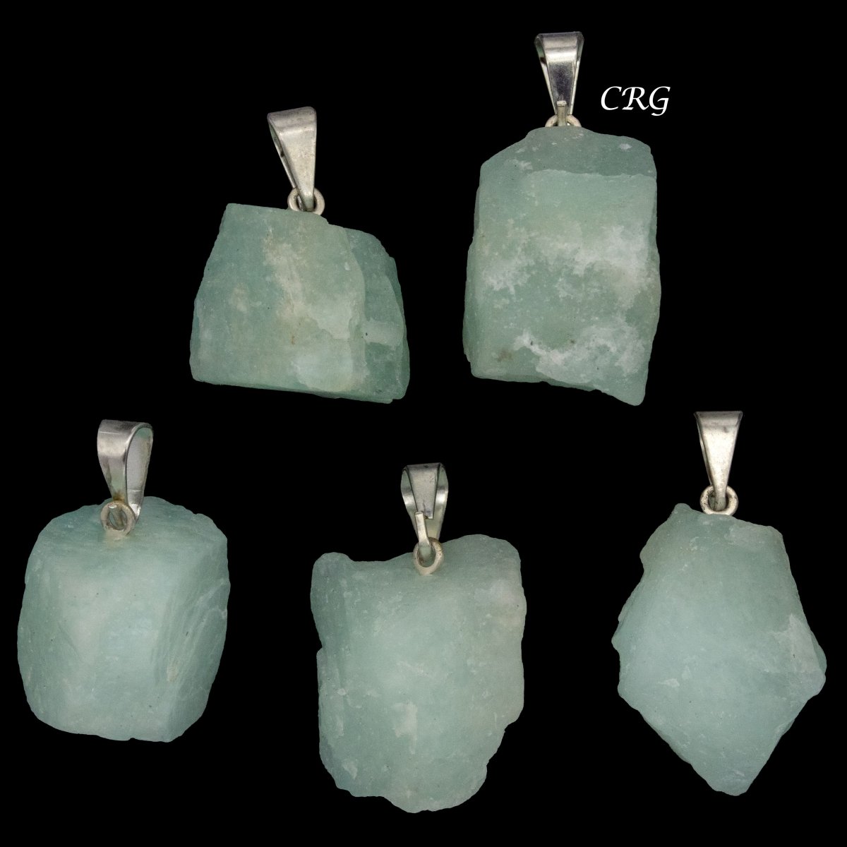 Amazonite Rough Rock Pendant with Silver Bail (5 Pieces) Size 18 to 22 ...