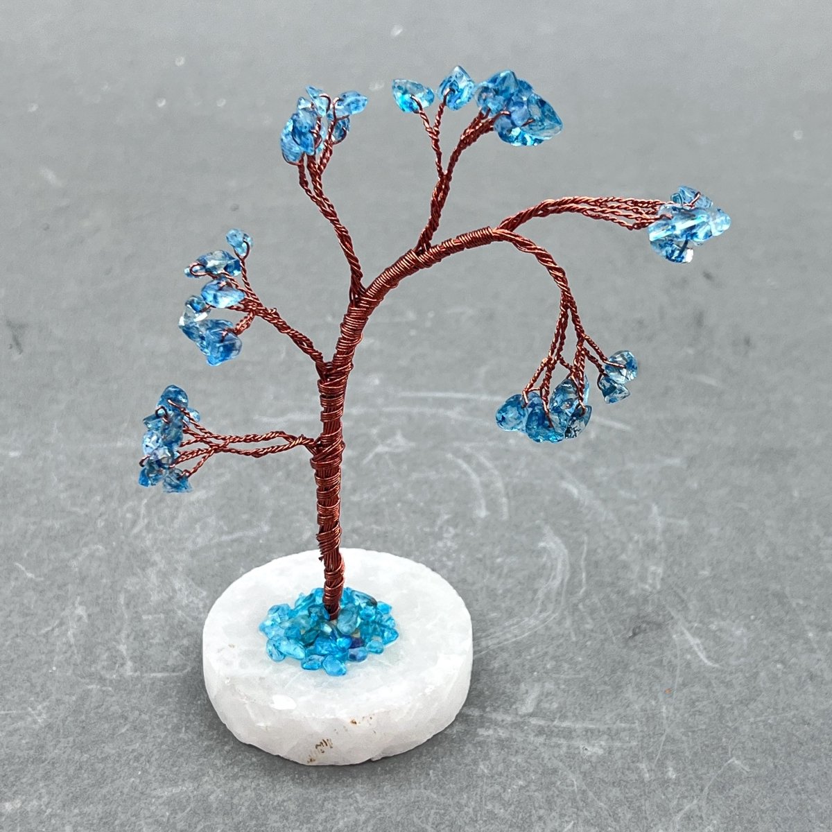 Blue Topaz Gemstone Chip Windblown Copper Tree | Crystal River Gems