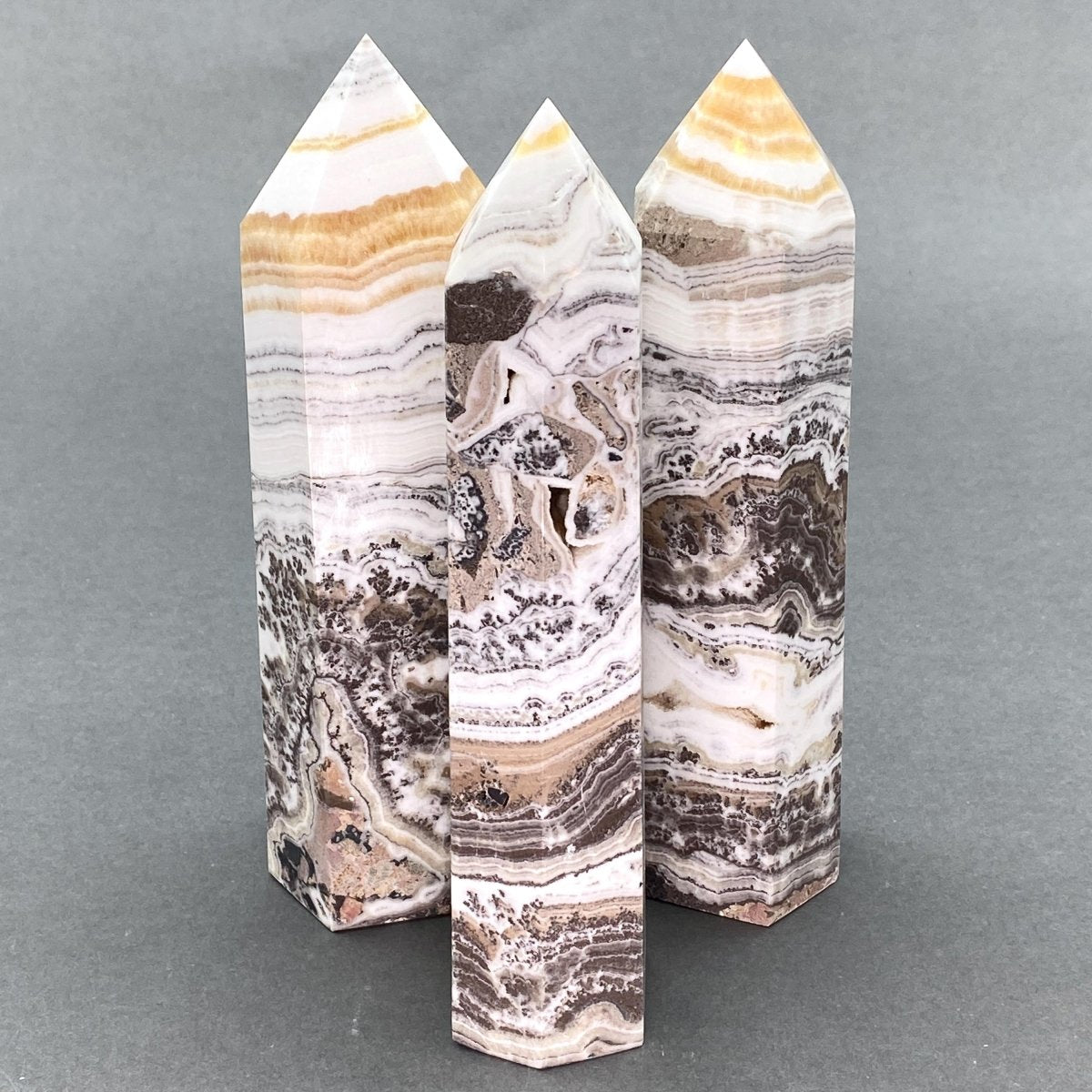 Dendritic Calcite Orange Banded Large Tower – Crystal River Gems