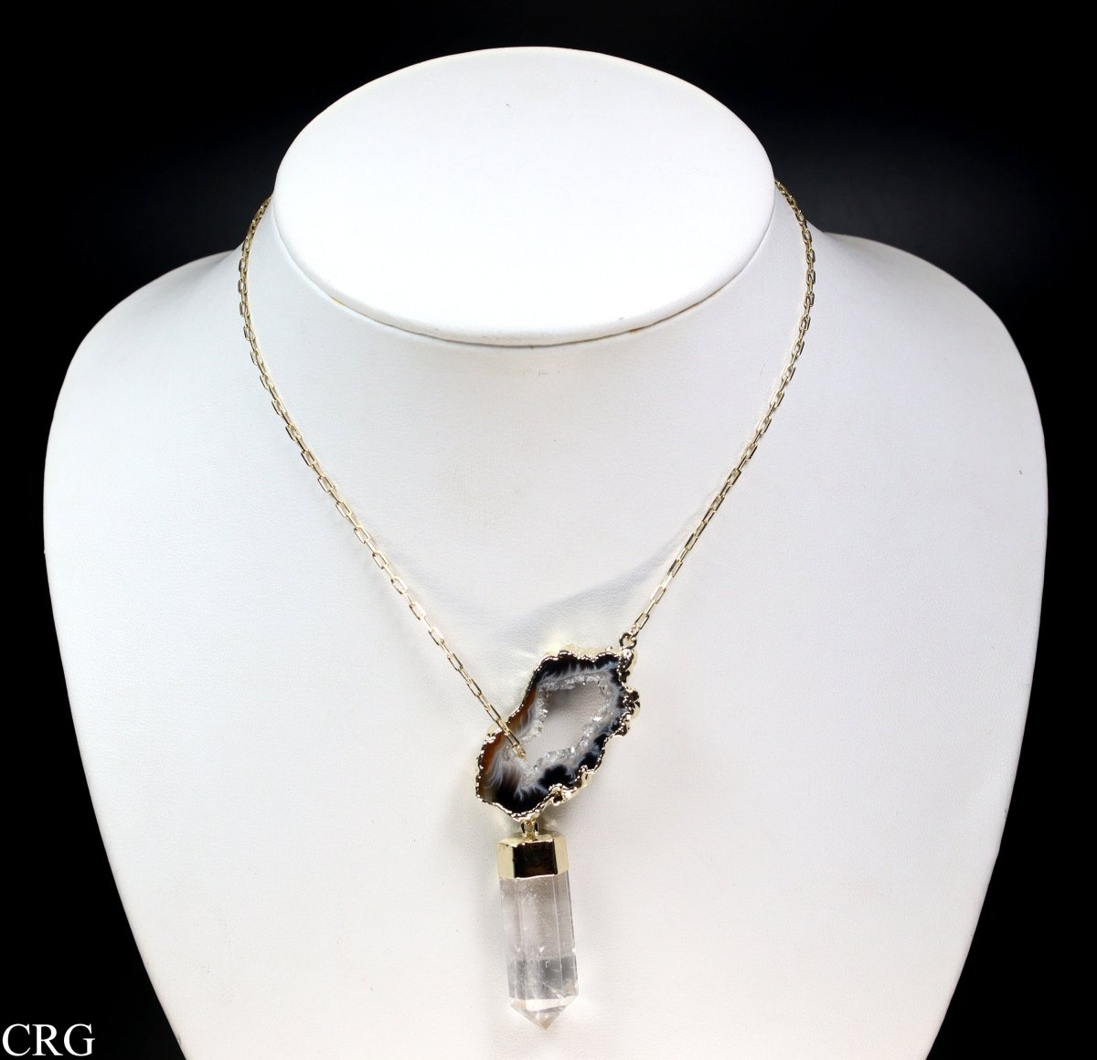 Oco Geode Gold Necklace with Quartz (1 Piece) | Crystal River Gems