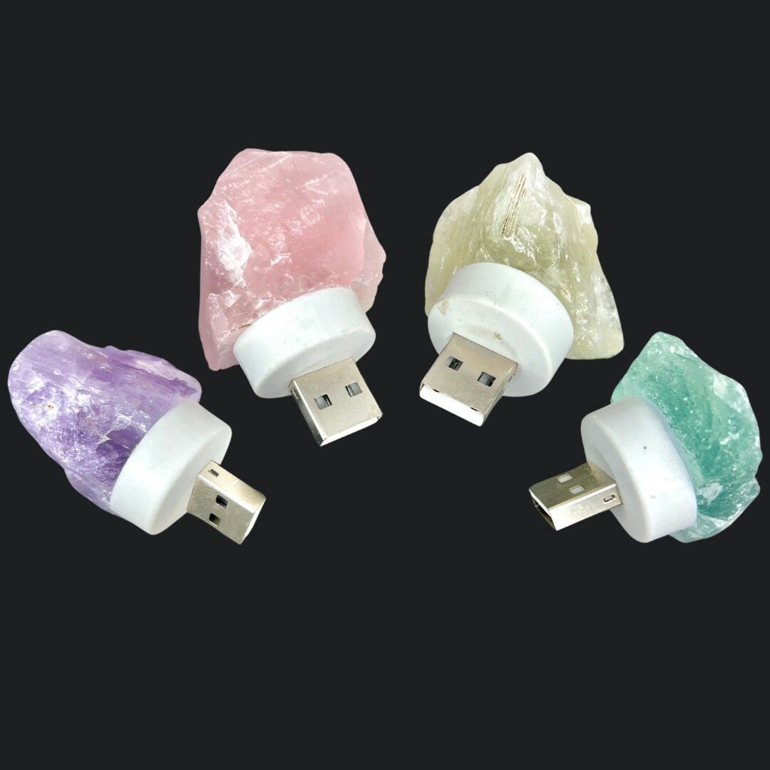 Raw Mixed Crystal USB Nightlight 3 Pcs | Crystal River Gems