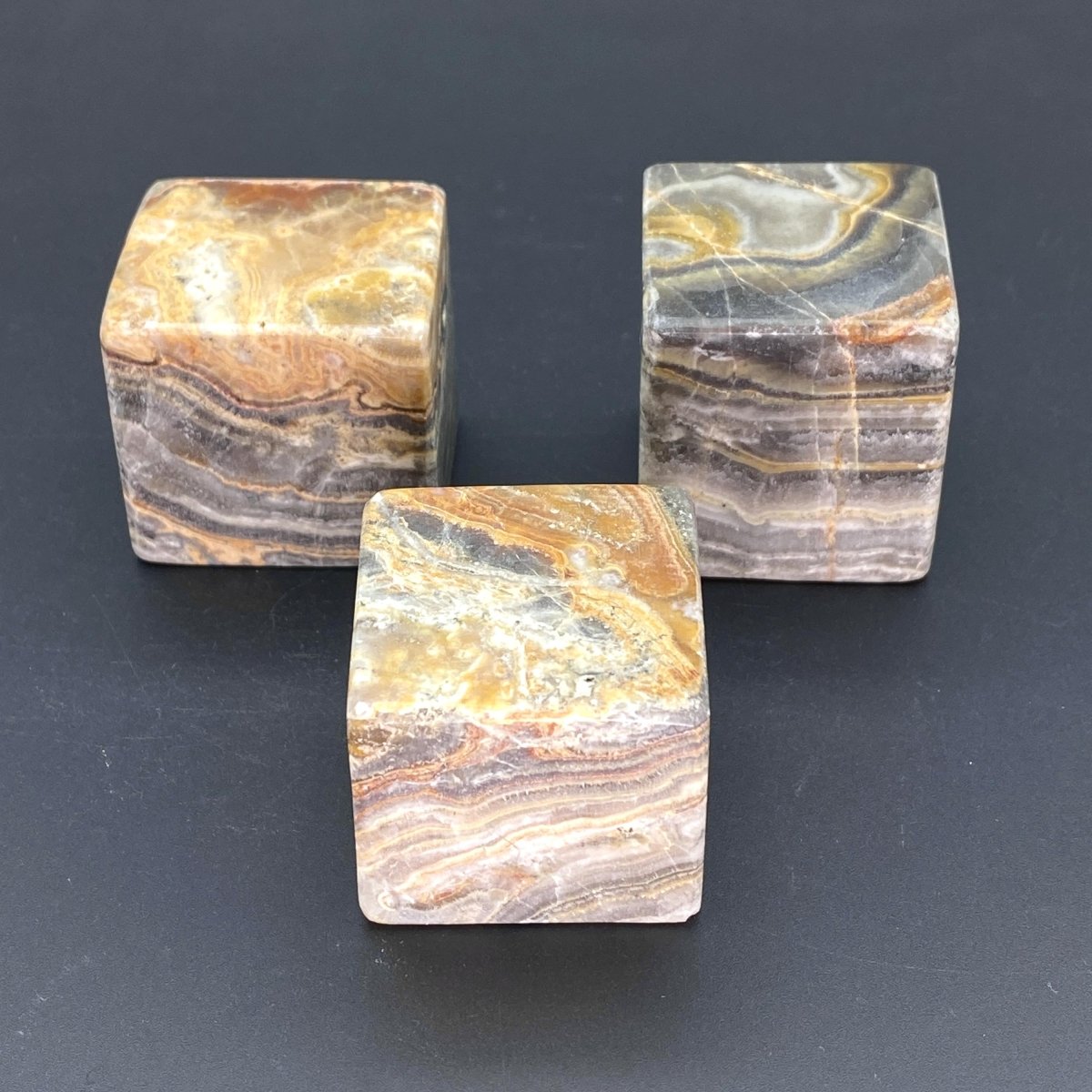 Yellow Banded Onyx Cube Carving | Crystal River Gems