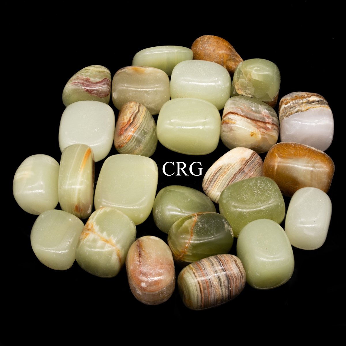 Tumbled Extra Quality Green Banded Onyx / 1-2" AVG - 1 LB. LOT ...