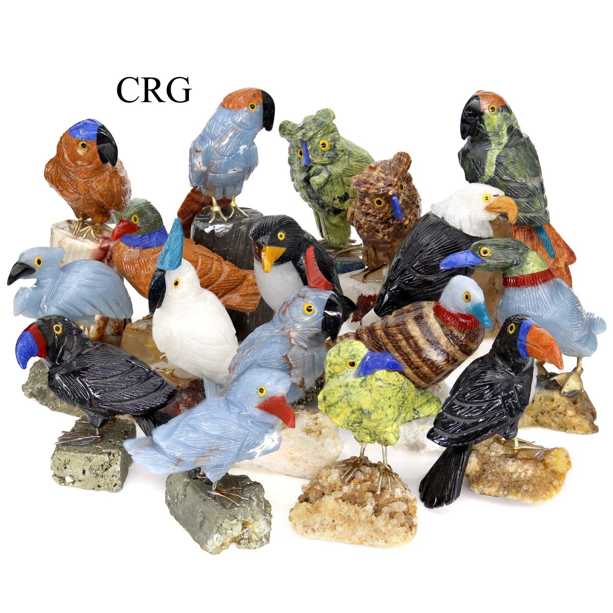 Carved Gemstone Bird on Rough Rock Base / 5cm AVG - QTY 1 - Crystal ...