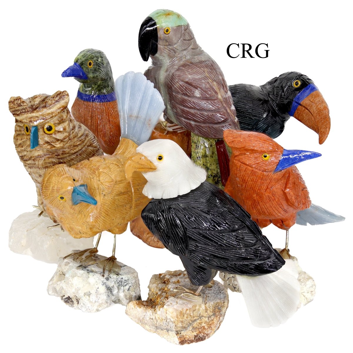 Carved Gemstone Bird on Rough Rock Base / 8cm AVG - QTY 1 - Crystal ...