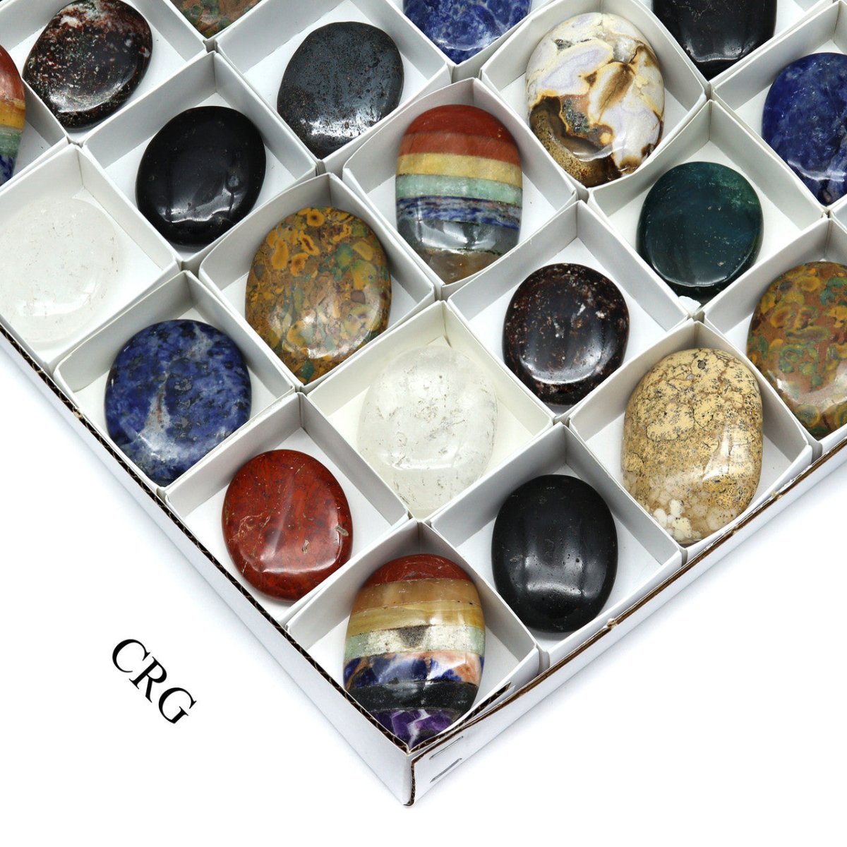 35 Piece Flat - Assorted Gemstone Palm Stones - Crystal River Gems