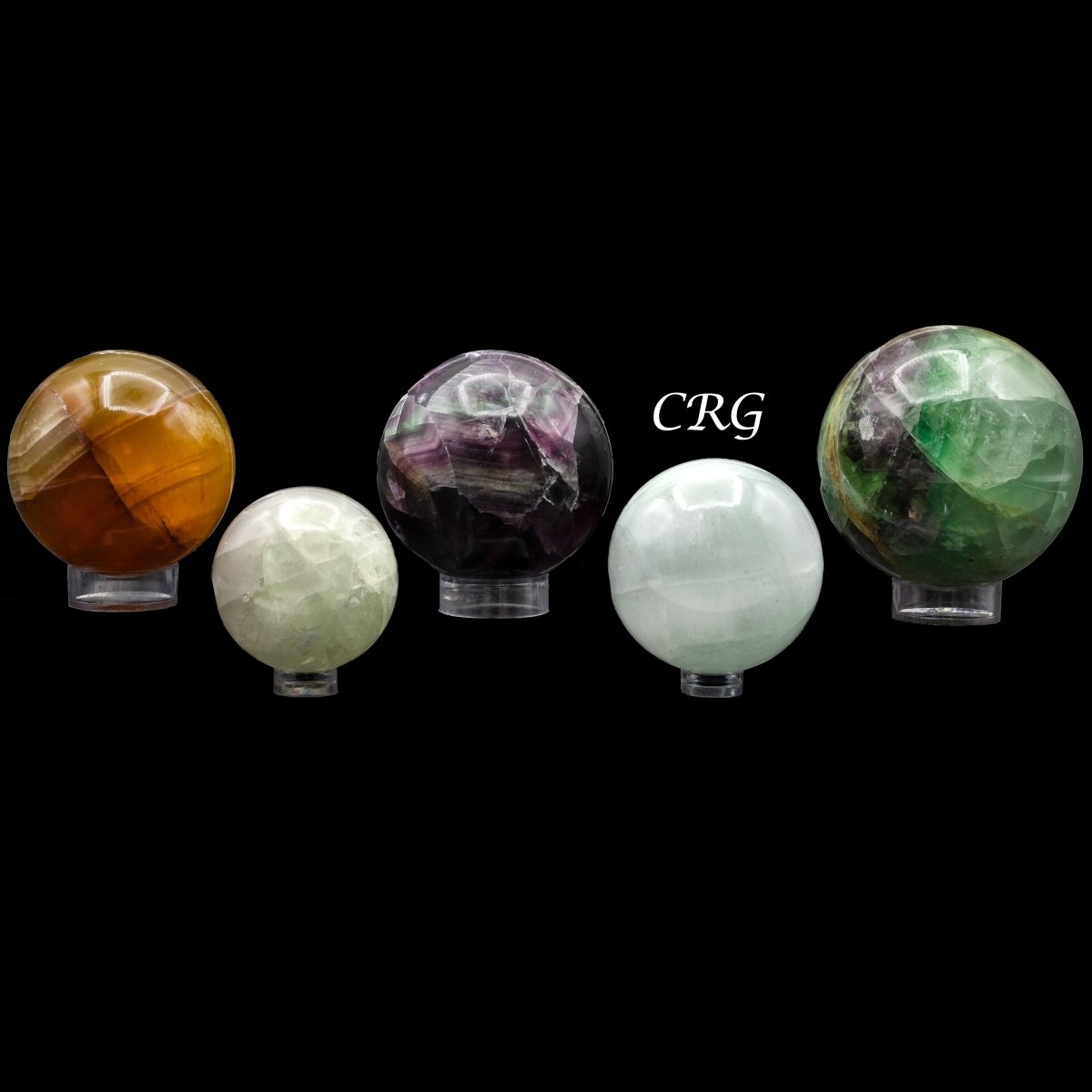 5 KILO LOT - Mixed A-B Grade Multi-Color Fluorite Spheres / 40-80mm AVG ...