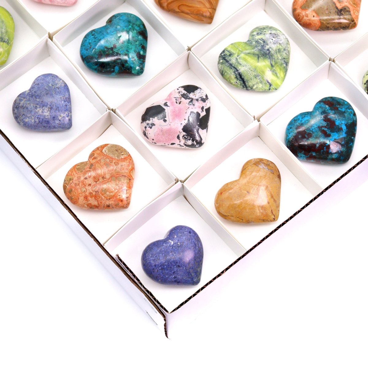24 Piece Flat - Assorted Peruvian Gemstone Hearts - Crystal River Gems