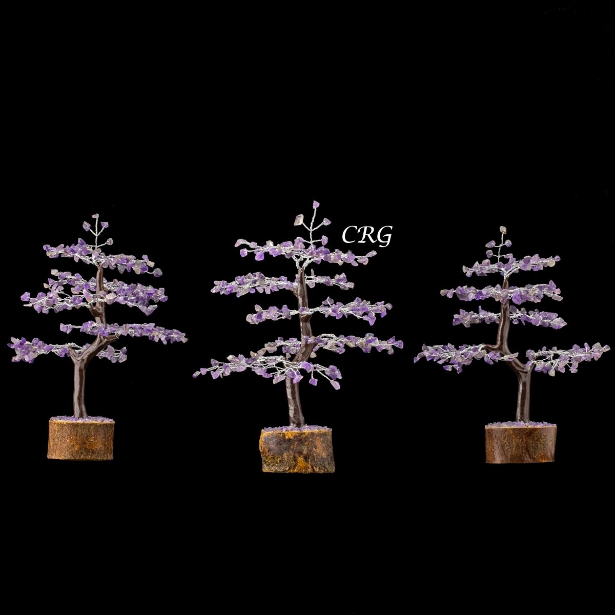 Amethyst 300 Chip Tree with Wood Base and Silver Wire (1 Piece) Size 9 ...