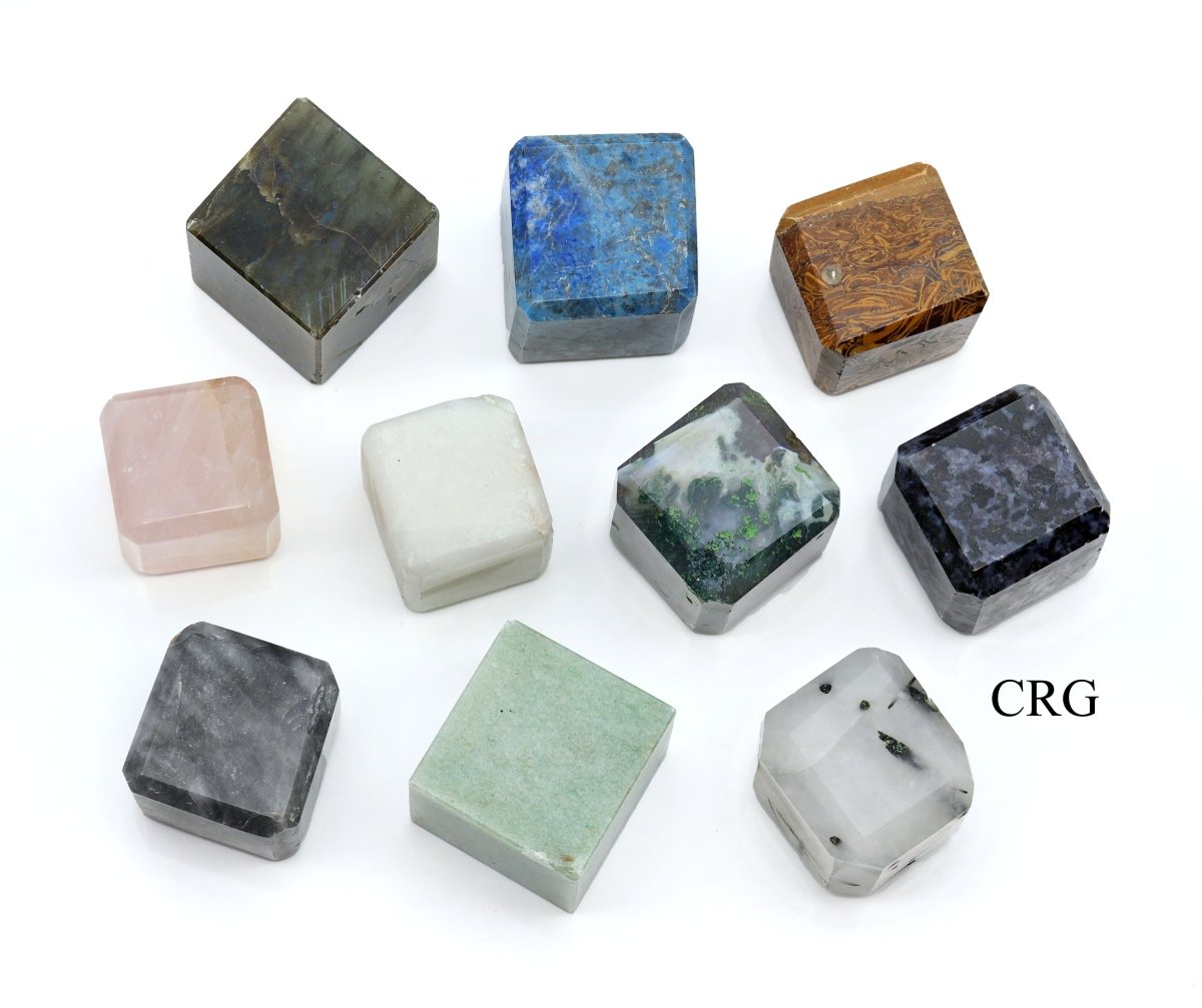 Assorted Hand-Carved Gemstone Cubes (4 Pieces) Size 25 to 40 mm Crystal ...