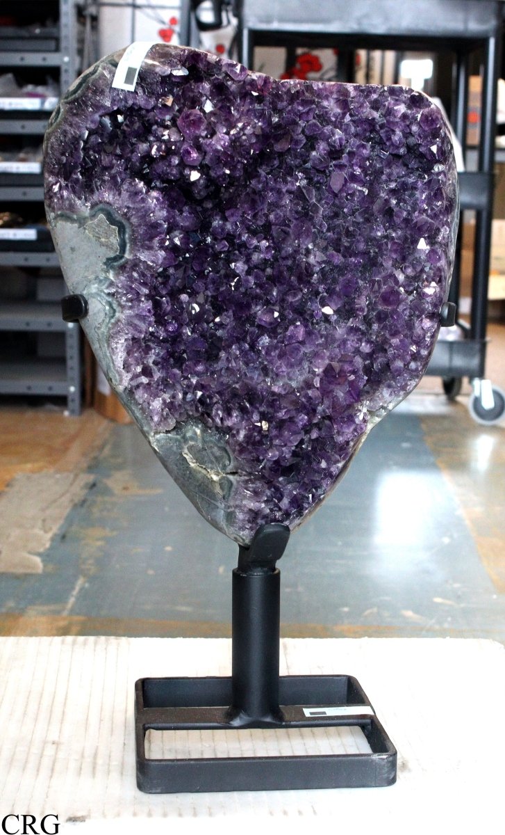 HUGE 12-15 KILO Amethyst Geode Cluster on Metal Stand 15-18" tall ...