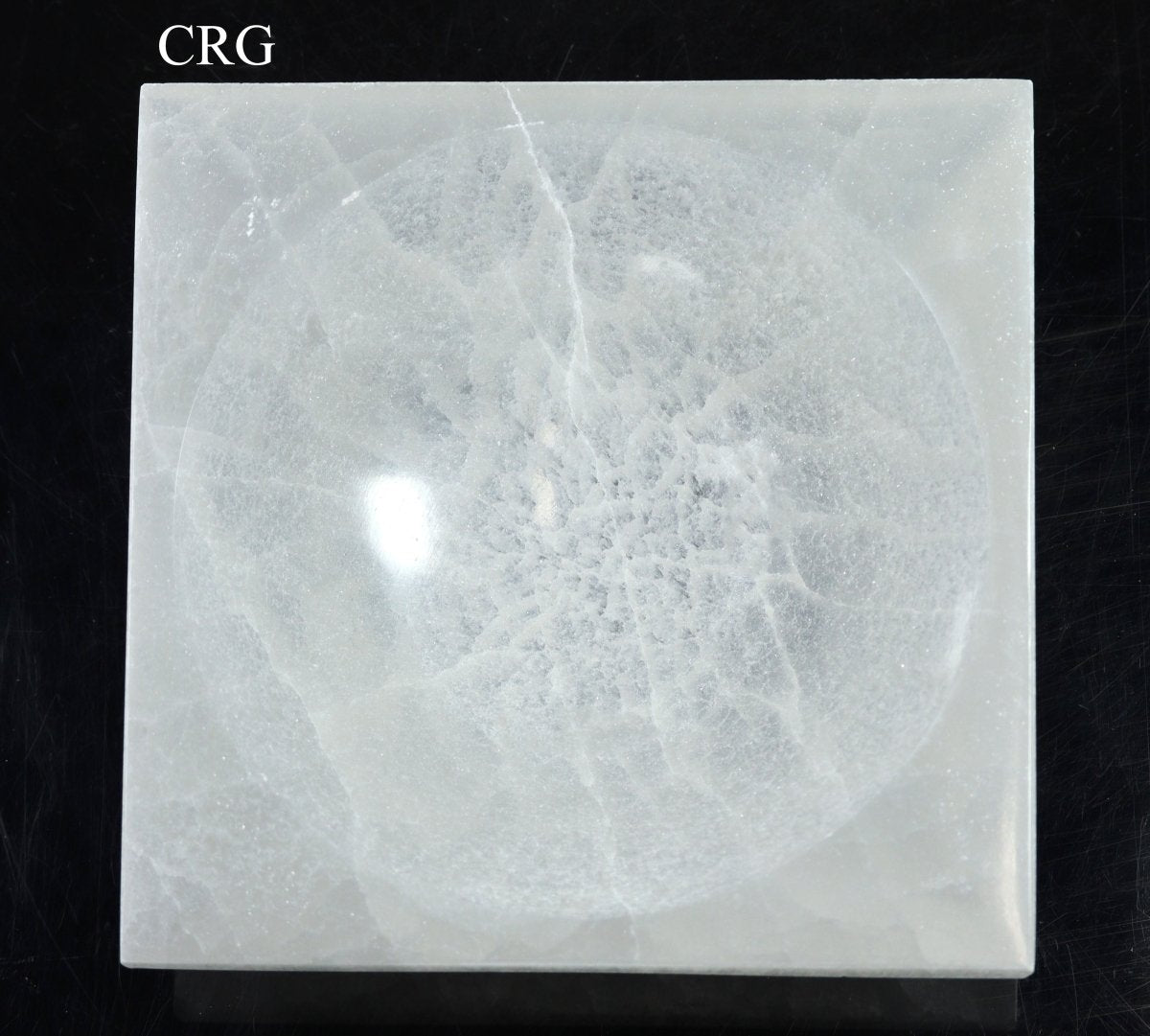 Hand Carved Square Selenite Bowl (15 cm) | Crystal River Gems