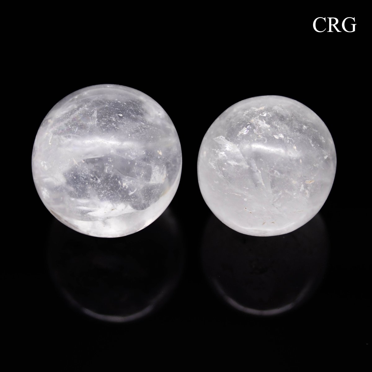 SET OF 2 - Crystal Quartz Spheres / 30mm AVG - Crystal River Gems
