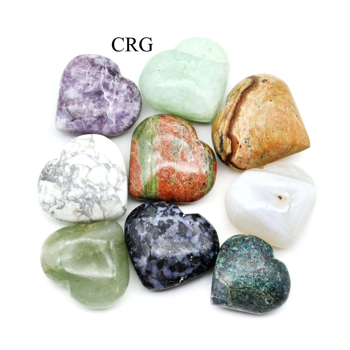 SET OF 4 - Assorted Gemstone Puffy Hearts / 1-2" AVG - Crystal River Gems