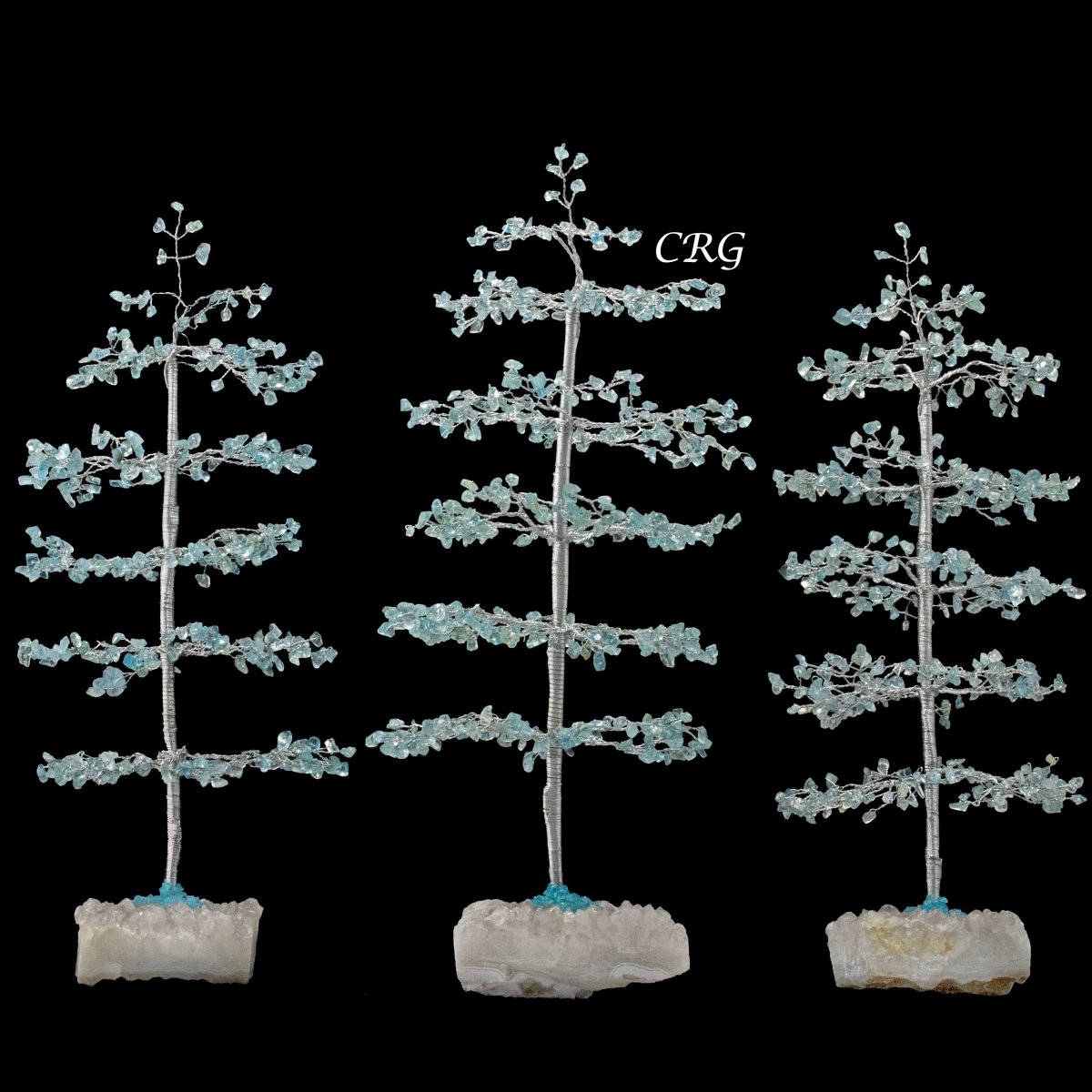 SET OF 4 -Blue Topaz - 500 Gemstone Chip Tree w/ Cluster Base - Silver ...