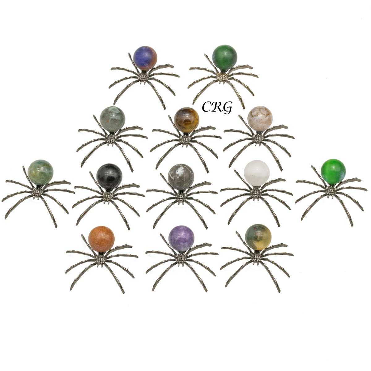 Set of 4 - Gemstone Black Widow Spiders - Crystal River Gems