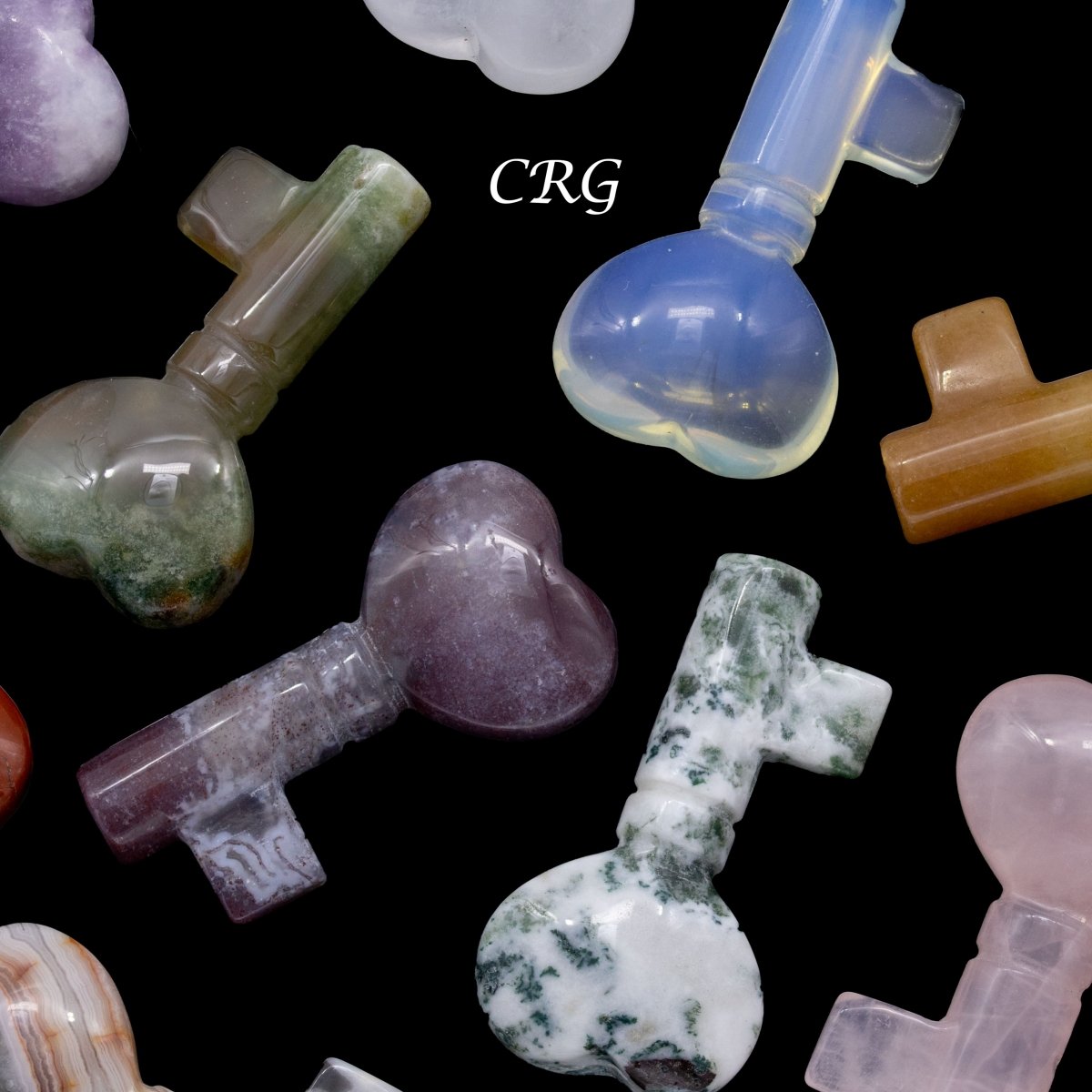 Set of 4 - Key To My Heart Friendship Love Crystal - Crystal River Gems